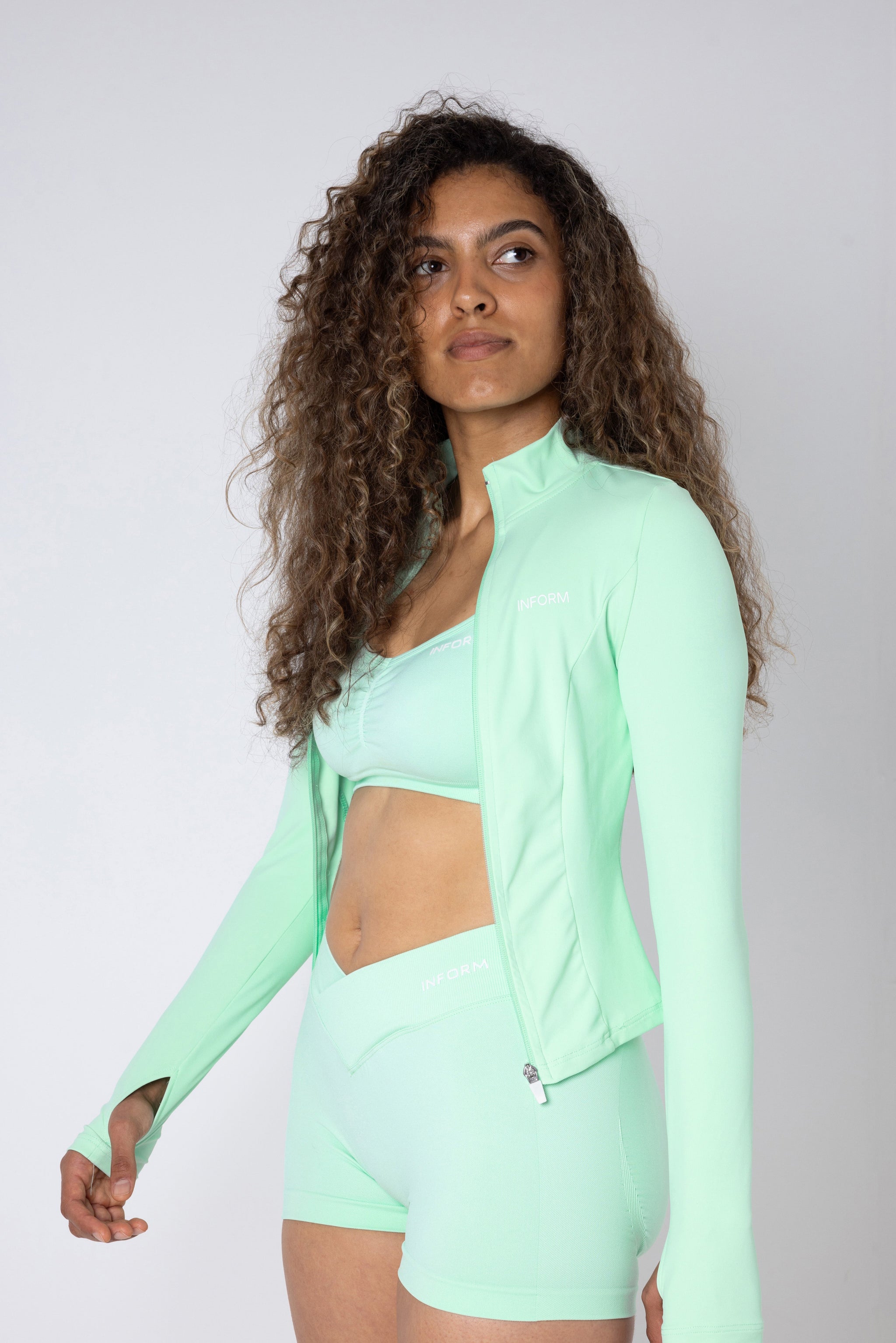 INFORM Seamless Womens Green Zip Gym Jacket