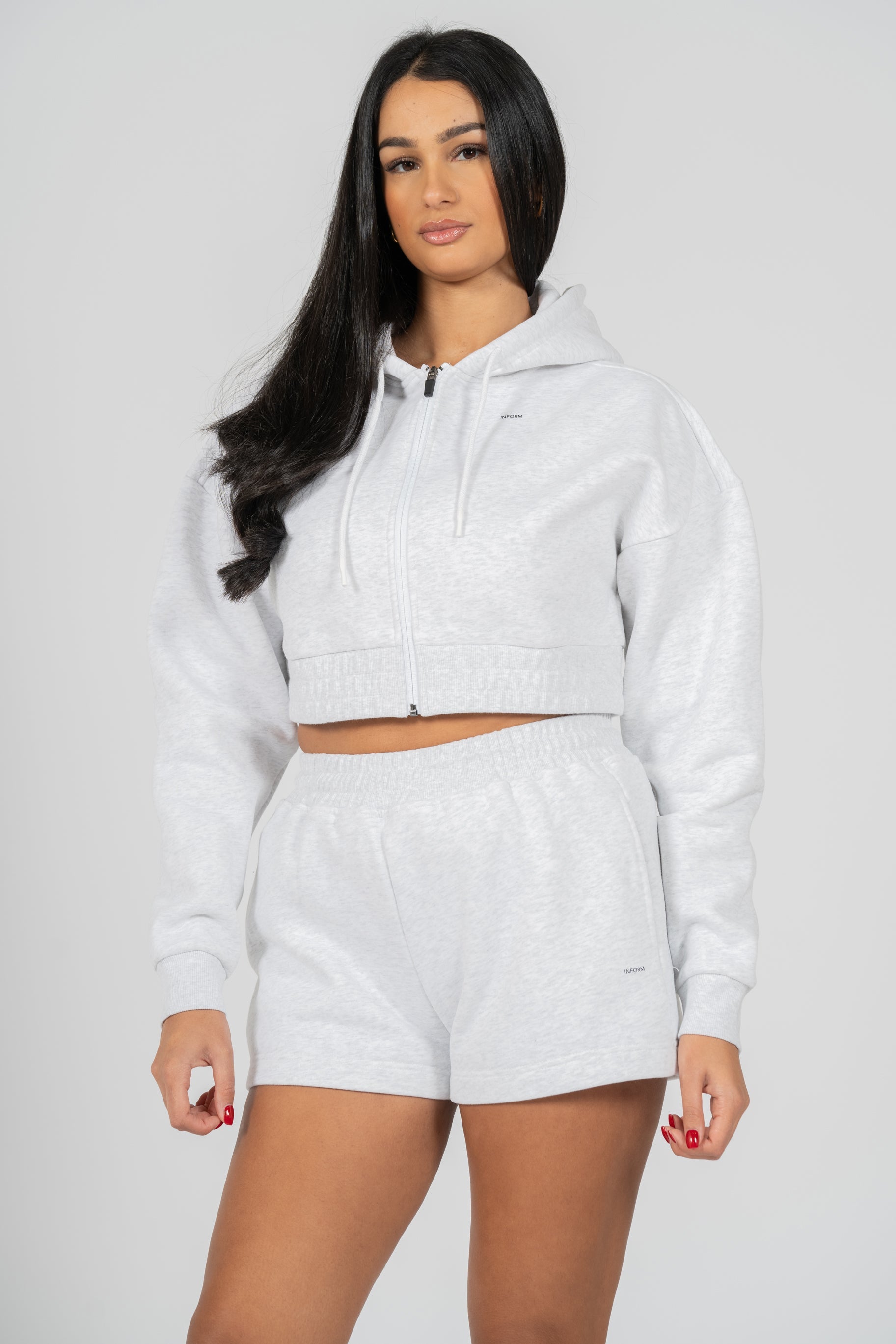 Recovery Rest Cropped Grey Zip Up Hoodie